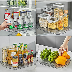Square Lazy Susan Turntable Organizer for Refrigerator, 15.67''Clear, 360°Rotate Rectangle Fridge Organizer and Storage, Lazy Susan for Kitchen, Table, Pantry, Cabinet, Countertop