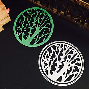 3.3 by 3.3 Inches Circle Tree Embossing Metal Cutting Dies Round Frame Embossing Stencil Background Dies for Card Making Scrapbooking Christmas Die Cuts (#30)