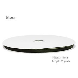 YASEO Moss Green Velvet Ribbon, 3/8 inch x 25 Yards, Ideal for Choker, Gift Wrapping, Crafts, and Decorations