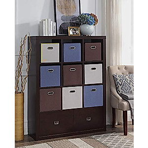 SunnyPoint Cloth Foldable Storage Basket Bin, Foldable Storage Cube Boxes Fabric Drawer with Metal Handle for Closet Shelf, Cabinet, Bookcase (11", Beige)