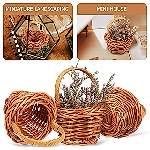 Wicker Basket 8pcs Mini Woven Baskets Miniature Picnic Baskets with Handles Farmhouse Small Basket Wedding Candy Gift Baskets Tiny Hamper Baskets for Wedding Xmas Tree Ornaments Woven Basket