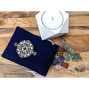 Miriyan Spiritual Mandala Tarot & Dice Bag I Velvet & Satin Drawstring Pouch Ideal Size for Tarot & Oracle Cards, DND, D&D, Dungeons and Dragons Accessories, Runes & Jewelry I Travel Gift Bag (Blue)