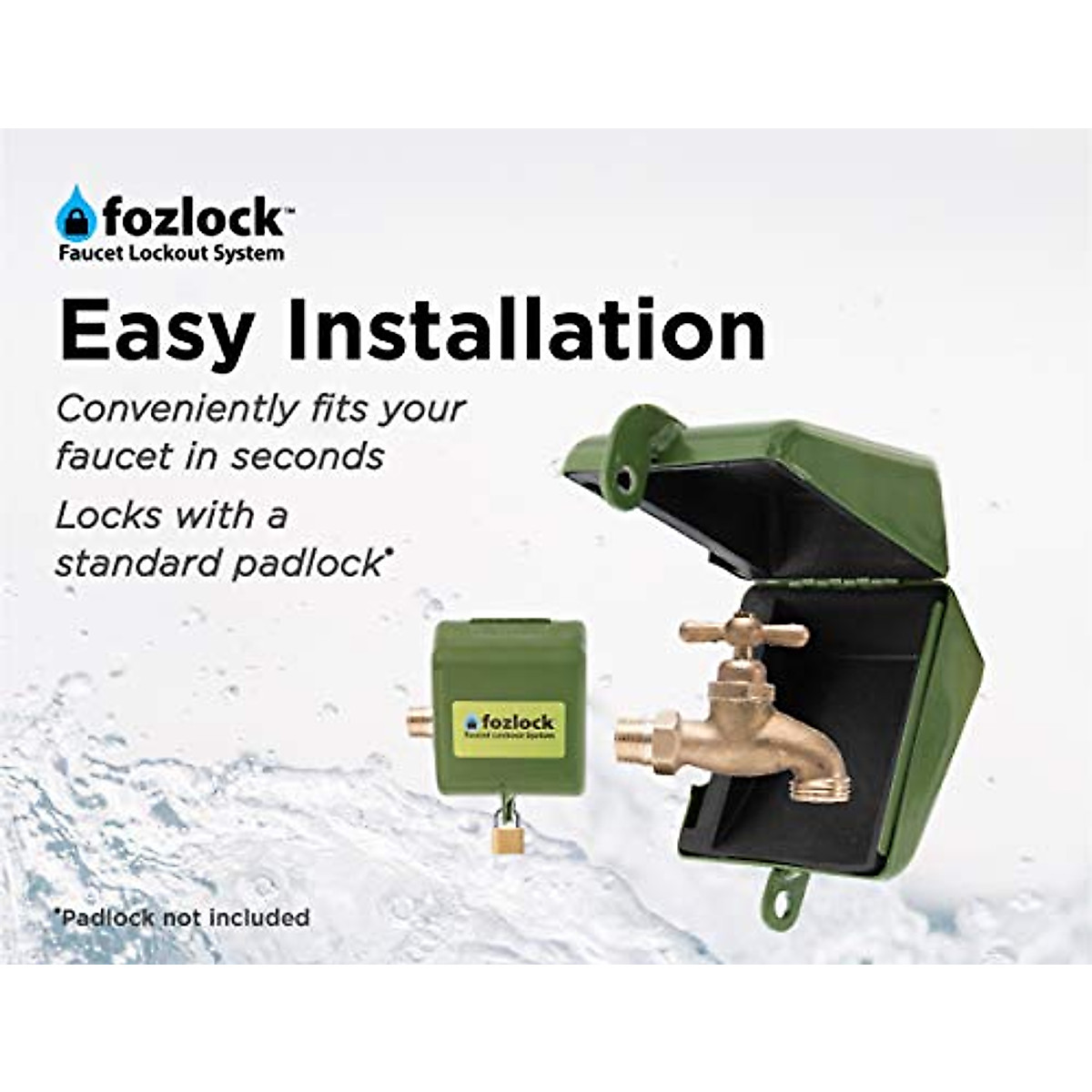 Fozlock Outdoor Faucet Lock System - Insulated Water Spigot Lock and Garden Hose Bib Lock With Cover, Stainless Steel - Prevent Water Theft and Stop Unauthorized Water Use, Easy Installation