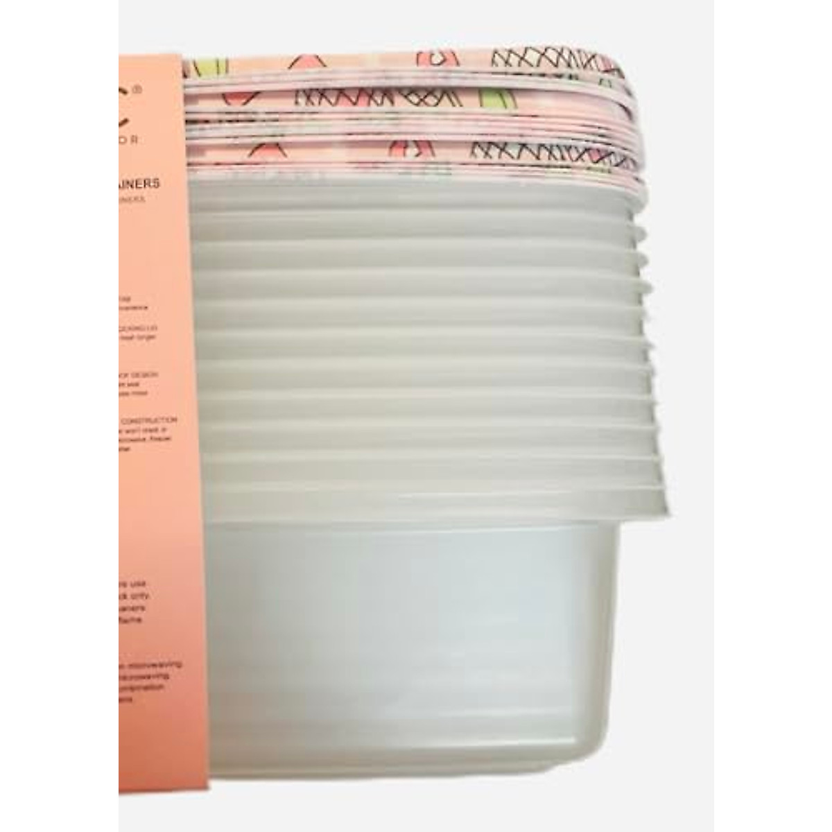 COOK WITH COLOR 24 PIECE PLASTIC RECTANGULAR FOOD CONTAINERS, 12 LIDS & 12 CONTAINERS CAPACITY 33.8 OZ (1L) 9 X 6 X 2 (CHERRIES)