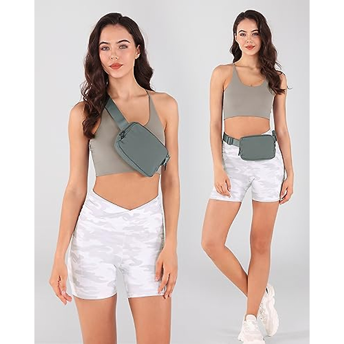 ODODOS Unisex Mini Belt Bag with Adjustable Strap Small Fanny Pack for Workout Running Traveling Hiking, Iron Gray