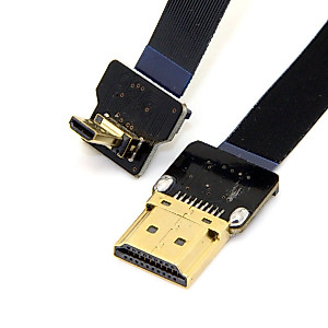 JSER CYFPV 90 Degree Up Angled FPV Micro HDMI Male to HDMI Male Flat Cable 50cm Compatible for FPV HDTV Multicopter Aerial Photography Support 1080p 60hz