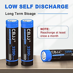 CWUU 18650 Rechargeable Battery 18650 Battery 3.7V 3200mAh US Shipping(Flat Top, 2 Pack, Blue)