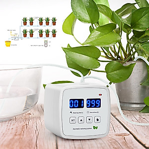 automatic drip irrigation kit auto plant waterer for 10 potted plants self watering planter System Dual display ergonomic Easy DIY Indoor white