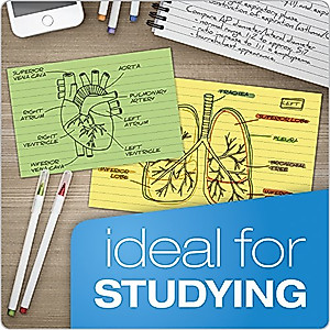 Oxford Ruled Color Index Cards, 3" x 5", Canary, 100 Per Pack (7321 CAN)