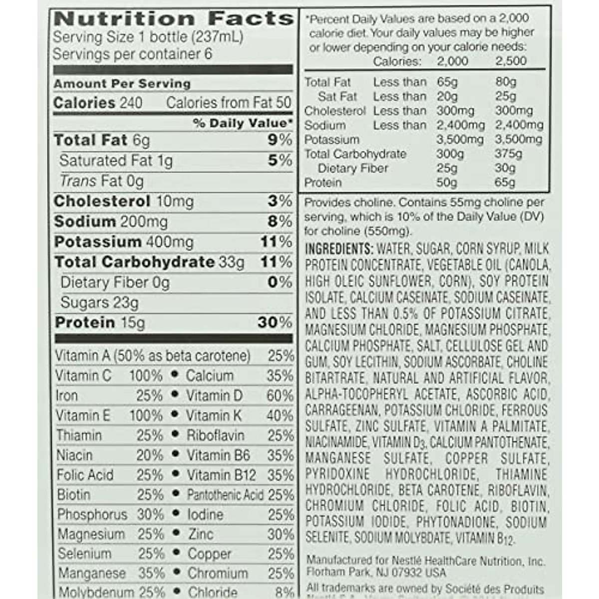 BOOST High Protein Balanced Nutritional Drink, Very Vanilla, 8 FL OZ (Pack of 6)