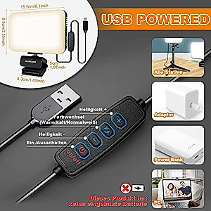 Video Conference Lighting Panel, Small Zoom Calling Light for Recoding (112 Pcs Beads ,3200K-6500K, USB Cable, 3 Colors ),Laptop, Online Meeting, Live Streaming with Webcam Mount, Square