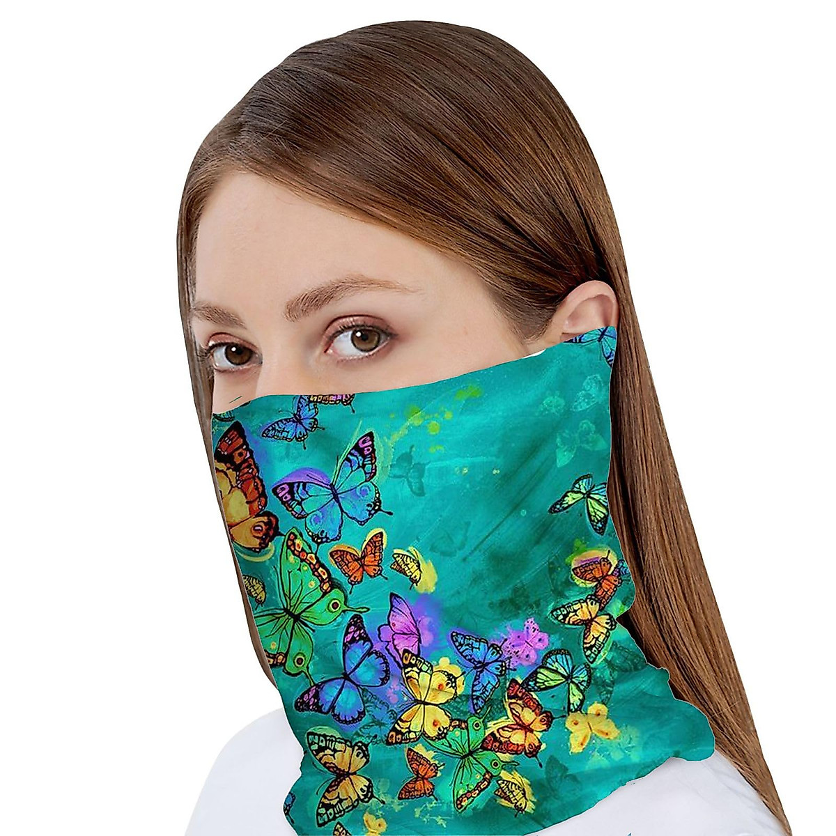 Rainbow Butterfly Beanie Chemo Hat Cancer Headwear Skull Hat Knitted Hat Scarf Nightcap Skull Cap for Women Men