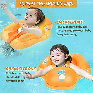 LAYCOL Baby Swimming Float with UPF50+ Sun Canopy Baby Floats for Pool No Flip Overbaby Pool for Baby Age of 3-36 Months