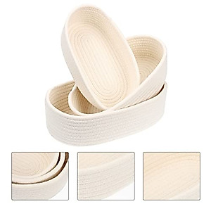 Cube Storage Bin 3pcs Cotton Rope Woven Storage Basket White Nesting Bins Sundries Organizing Basket Baskets Cat Box Gift Basket Empty for Home Office Decorative Tray