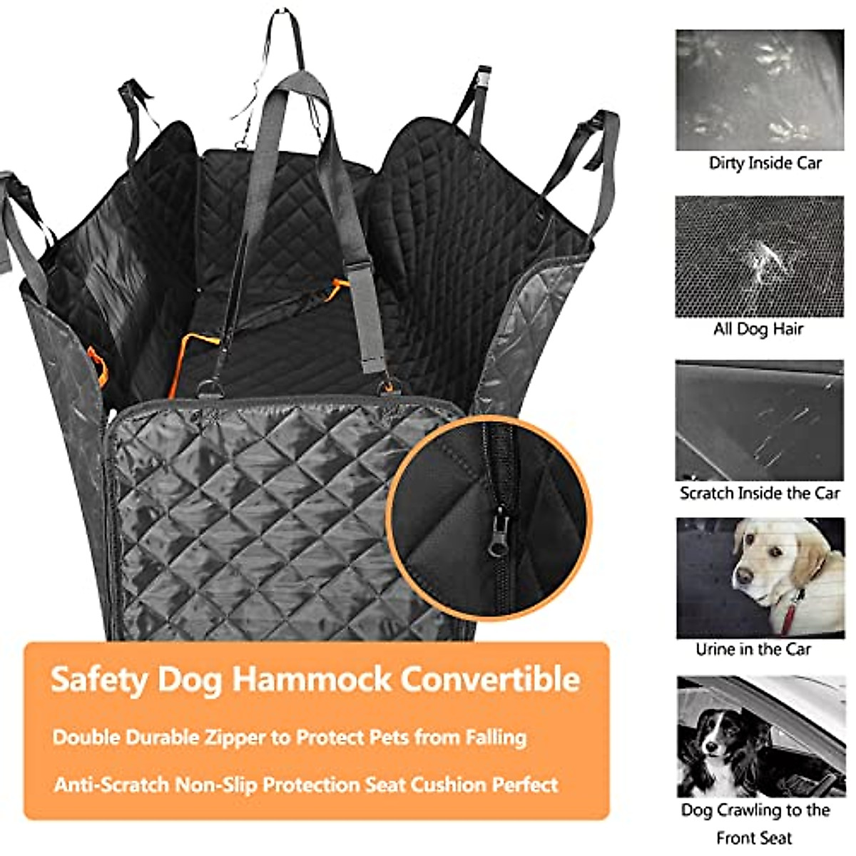 Mogijflxcam Dog Car Seat Cover for Back Seat - Waterproof Durable Dog Hammock for Car with Mesh Window - Scratchproof Nonslip Pet Seat Covers for Car Truck or SUV