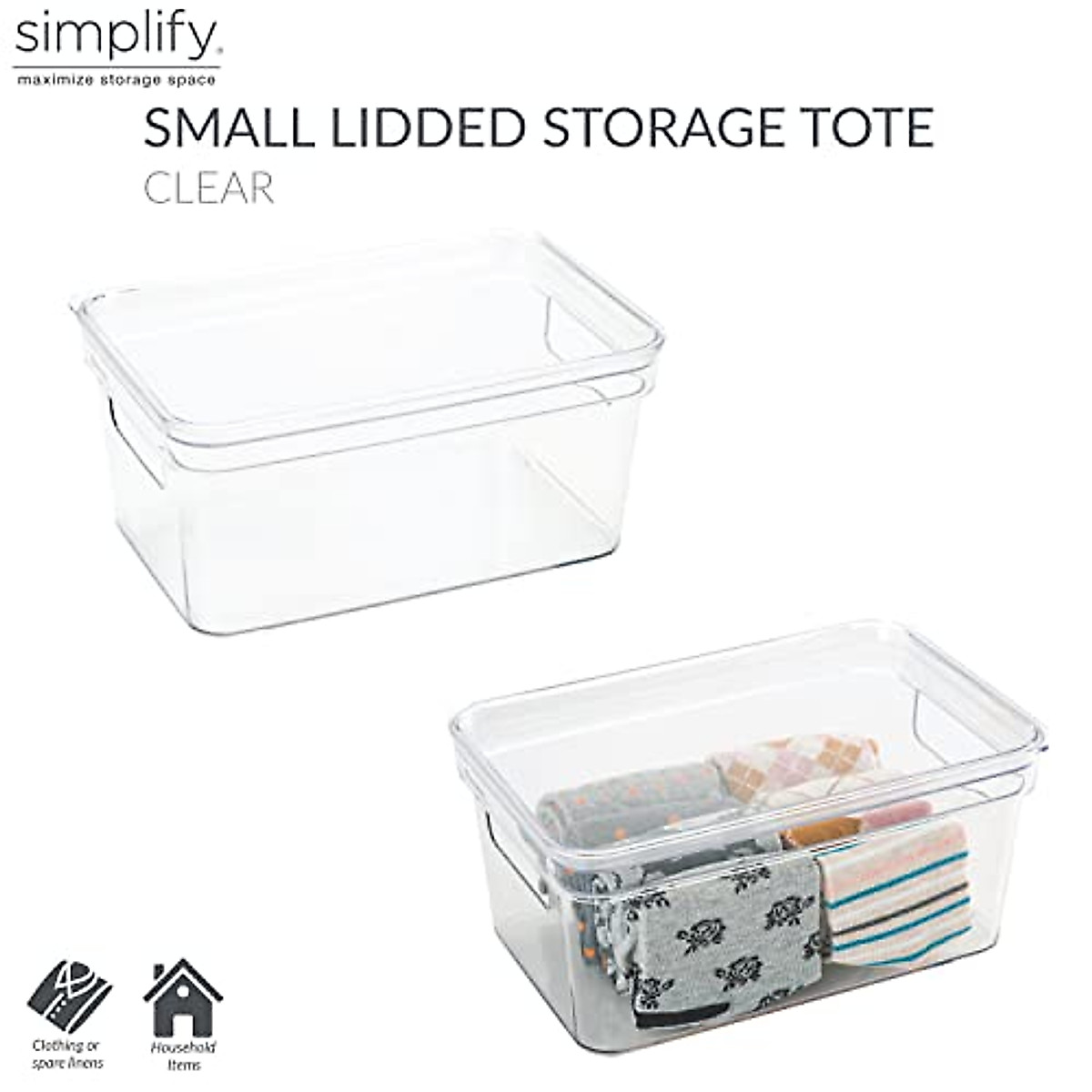 Simplify Small, Super Clear Lidded Storage Bin