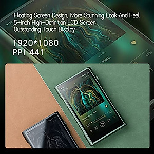 SHANLING M6 Ultra MP3/MP4 Player,Portable Music Player,Hi-Res Bluetooth Audio Player,2.4G/5G WiFi|5.0in Screen|4+64GB|16X MQA|4X AK4493SEQ|Android10 Snapdragon 665|3.5&4.4mm|900mW@32Ω Output (Green)