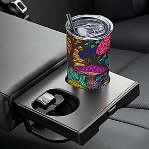 Mount Hour Cartoon Mushroom Stainless Steel Insulated Tumbler 20 OZ, Colorful Forest Coffee Mug Cup with Splash-Proof Lid and Straw for Car Home Office Outdoor Travel