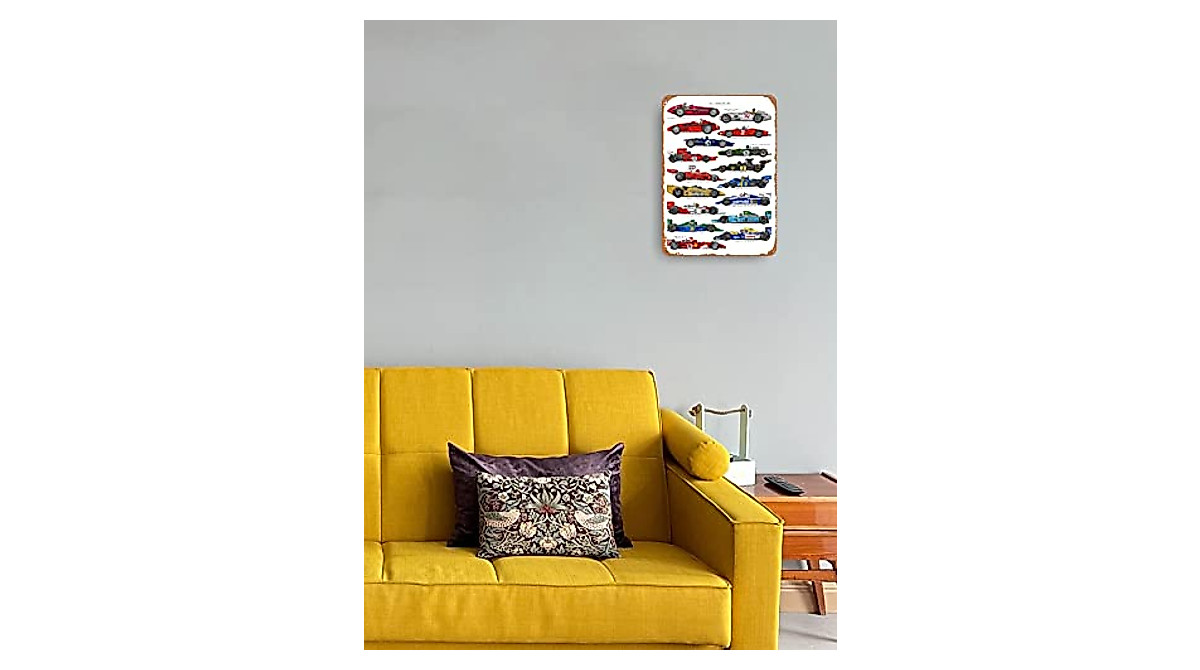 WASUBEA Formula One Car Metal Sign - Vibrant Wall Art for Racing Fans