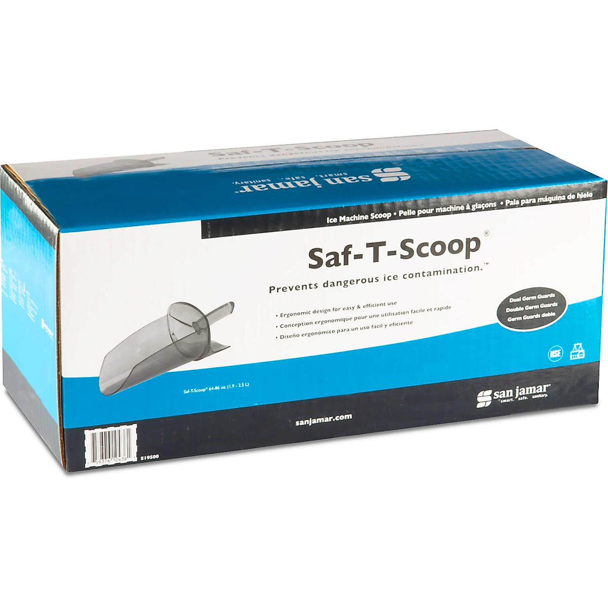 San Jamar SI9500 Polycarbonate Saf-T-Scoop Only, 64oz to 86oz, for Ice Machine, Blue