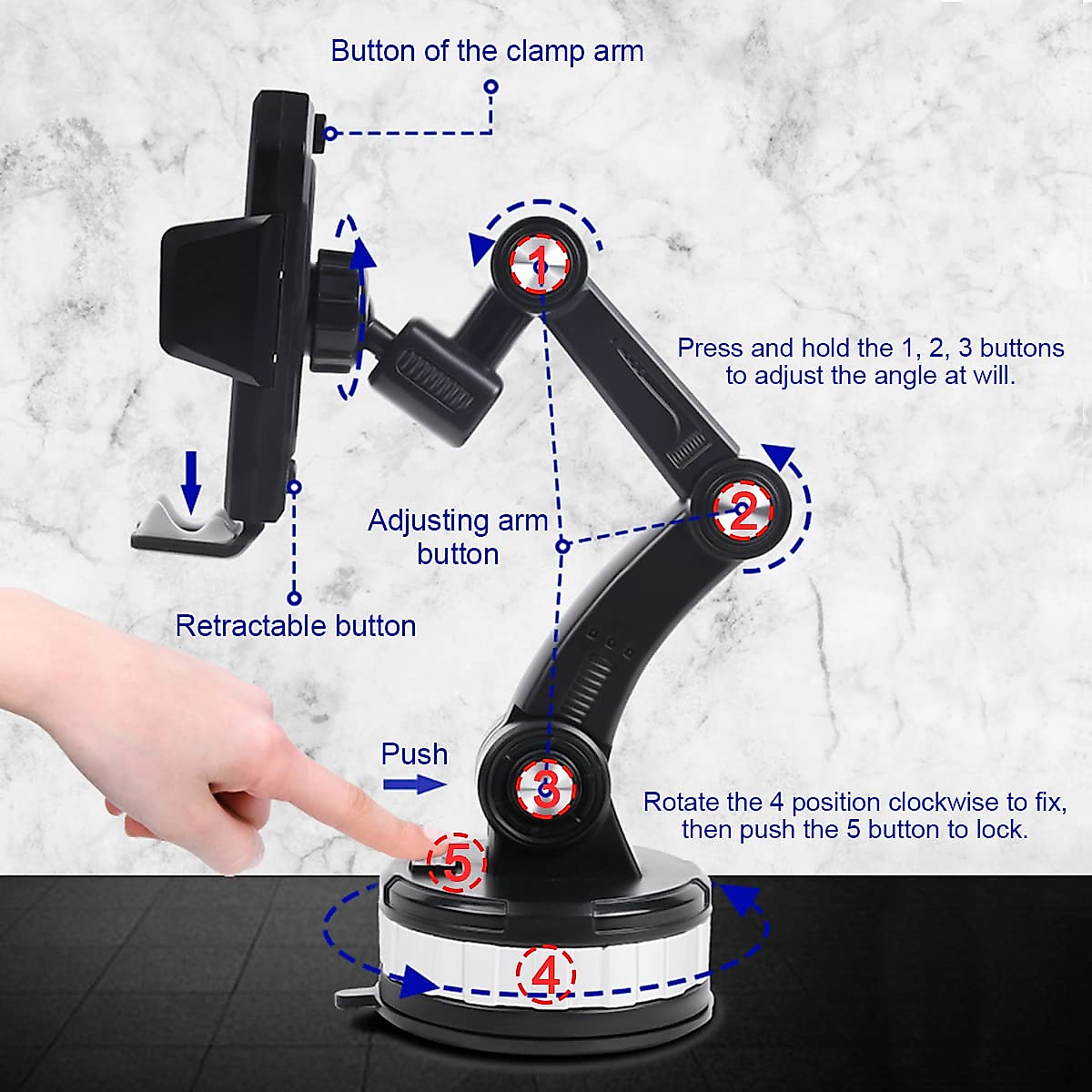 Car Phone Mount, 360° Rotatable Upgraded Phone Holder with Suction Cup for Dashboard, Windshield, Universal for iPhone 13/12 Pro, Pro Max, XS, XR, Samsung, Andriod, More Devices,Car Accessories