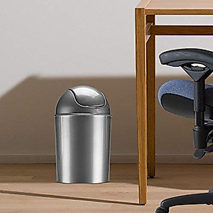 Umbra Mini Waste Can 1.2 Gallon with Swing Lid, Silver