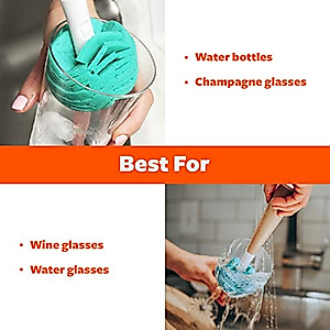 Full Circle Crystal Clear 2.0 Replaceable Glass Cleaner - Gentle Sponge Cleaning Brush for Washing Glasses – Bamboo Handle and Layered Cellulose Sponge Kitchen Dish Brush, One Size, White