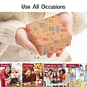 Larcenciel Birthday Wrapping Paper, 6 Sheets Kraft Gift Wrapping Paper, Balloons Cake Happy Birthday Wrapping Paper for Boys, Brown Gift Wraps for All Birthday, Holiday Party-Folded Flat-27.5x19.6inch