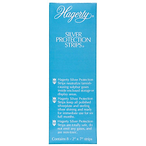 Hagerty Silver Protection Strips, Jewelry Tarnish Prevention Strips for Jewelry Boxes and Enclosed Storage, Made In USA, Kosher Certified, 8-Pack, 2" x 7"