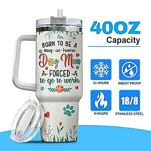99OWL Women Cups Eleven Mama Mother Simple Print Tumblers Water Worlds Day Funny Cute Coffee, Dog Mom Gifts, Dog Mom Rainbow Retro Leopard, Tumbler 40 Oz With Handle Lid And Straw