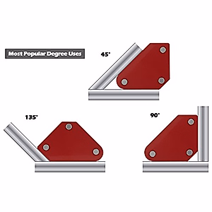 Drixet Red Painted Triangle Shape Heavy Duty Steel Magnetic Welding Setup Holders for Multiple Angles – Compact Design, 10 lbs. Capacity (4-Pack)