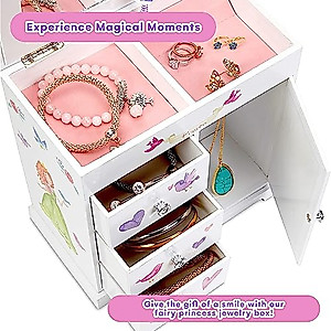 Jewelkeeper Unicorn Musical Jewelry Box with 3 Pullout Drawers, Fairy Princess and Castle Design, Dance of the Sugar Plum Fairy Tune
