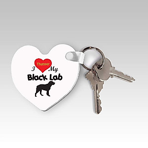 Custom Valentines I Love My Black Lab Adult Metal Double-sided Heart Key Chain