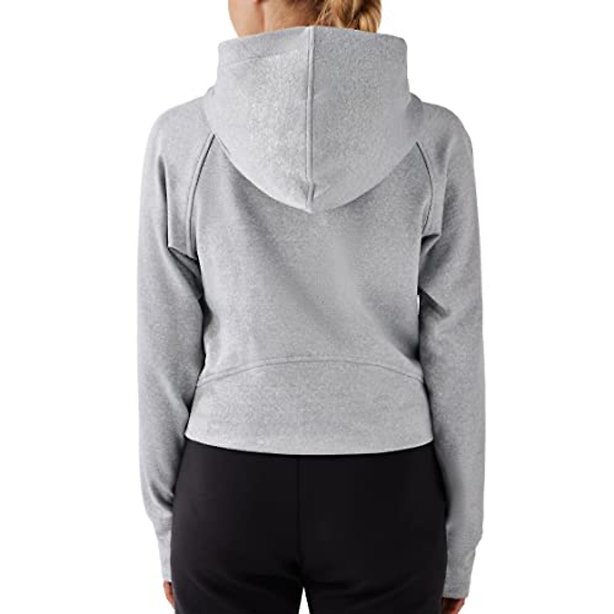 URBEST Women's Hoodies Fleece Lined Collar Pullover Half Zipper Sweatshirts Long Sleeve Crop Sweater Tops with Thumb Hole LIGHT GREY S