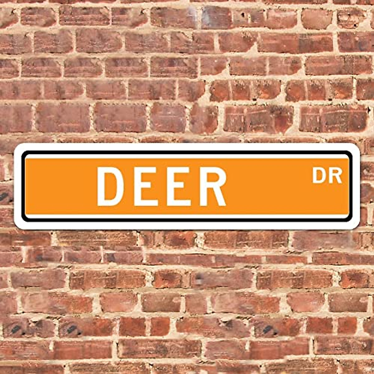 Metal Name Sign Deer Street Sign Street Warning Sign - Heavy Duty Rust-proof Metal Frame, Shipped from USA 4" x 16"