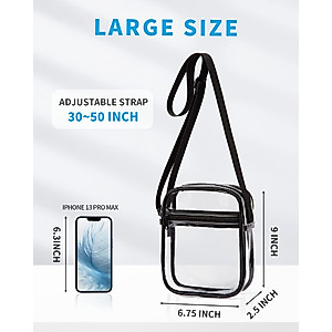 Vorspack 2 Packs Black Clear Purse Stadium Approved - Clear Bag Clear Crossbody Bag for Concerts Sports Festivals