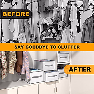 Clothes Organizer Drawer,Closet Dividers Box For Clothes Storage , 12 Compartments Foldable Drawer Organizer with Handles, Fabric Closet and Storage Basket for T-shirts, Jeans, Underwear,Grey(12 Grid)