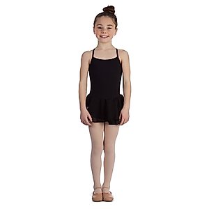Elowel Basic Skirted Camisole Girls Gymnastics Leotards – Dance Leotard for Ballet, Cheerleading, Exercise, Costumes – Black Leotard for Girls - Size 2-14 Years