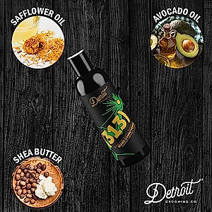 Detroit Grooming Co. Beard Conditioner for Men with Argan Oi l& Cocoa Seed Butter - Softener, Detangler, Hydrating Conditioner & Face Moisturizer-Toasted Vanilla and Amber - 313-8oz
