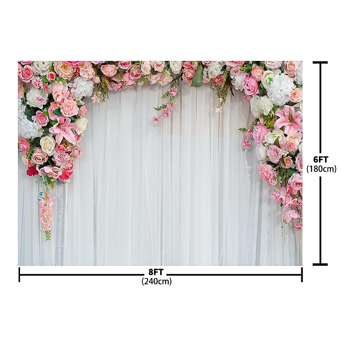 ABLIN 8x6ft Flower Wall Backdrop for Bridal Shower Wedding Pink Flowers Photography Background Happy Birthday Banner Wedding Anniversary Bridal Shower Decorations Photo Shoot Props