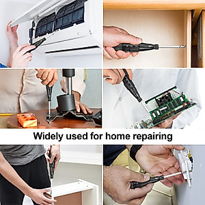 ERAVOR 3.6V Cordless Electric Screwdriver, Rechargeable Power Screwdrivers, Automatic Home Repair Tool with Non-slip handle & LED light, Includes 5pcs Bit, 1800mAh USB Rechargeable Battery - Black