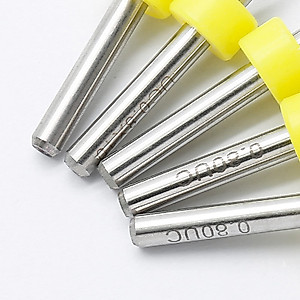 Luomorgo 10 Pcs 1/8" Shank PCB Drill Bits Carbide Tungsten Steel, 0.8mm PCB Print Circuit Board Mini Drill Bit Set for PCB Jewelry CNC Engraving, Yellow