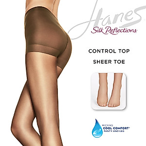 Hanes womens Silk Reflections Lasting Sheer Ultra Sheer Control Top B260 pantyhose, Barely Black, A-B US