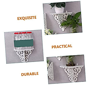 Cabilock 4 pcs Shelf for Art Flower Bracket Household Decor Hanging Nursery Decorative Carving Wall-Mounted Stand Modern Floating Pot Bedroom Office Wall Plant Retro Decoration Flowerpot