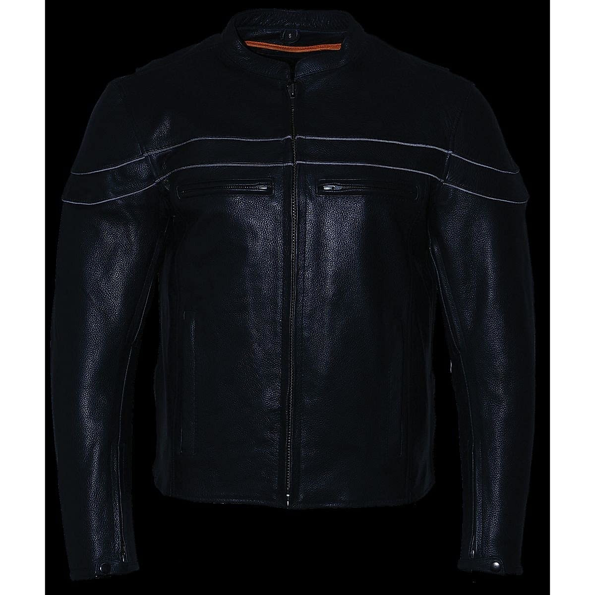 Milwaukee Leather SH1408 Men's Sporty Crossover Vented Black Motorcycle Leather Scooter Jacket - Large