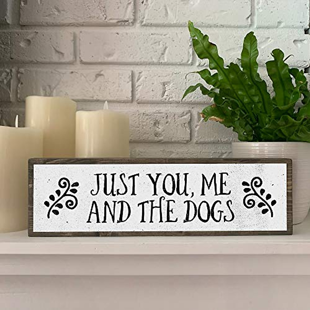 Just You Me and The Dogs - Handmade Metal Wood Sign – Cute Rustic Wall Decor Art – Dog Signs - Farmhouse Decorations – Dog Decor, Dog Gifts for Dog Lovers
