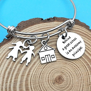 Xiahuyu Principal Gifts School Principal Bracelet Behind a Great School is an Awesome Principal Bracelet Principal Appreciation Gifts Christmas Birthday Retirement Gifts End of School Year Gifts