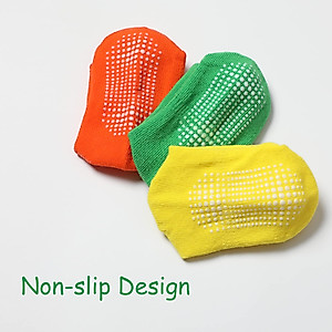 QIYIENDIAN 6 Pairs Non Slip Cozy Warm Crew Socks with Grips for Baby Infant Toddler Kids Boys Girls（5-7 Years，3-Multicolor B）