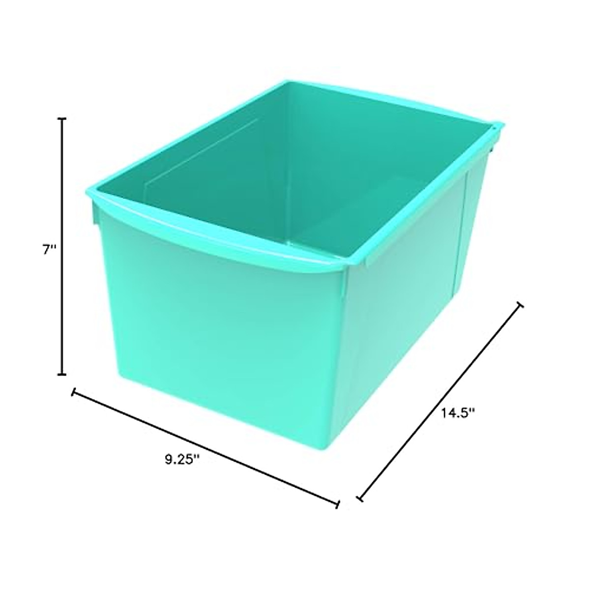 Storex Extra-Large Book Bin, Interlocking Plastic Organizer for Home, Office and Classroom, Teal, 6-Pack (71134U06C)