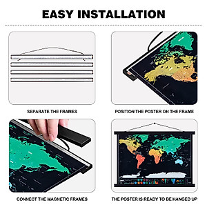 20x30 20x28 Poster Frame, Magnetic Light Wood Frame Hanger for Photo Picutre Canvas Artwork Art Print Wall Hanging (1 Pack, 20", Black)